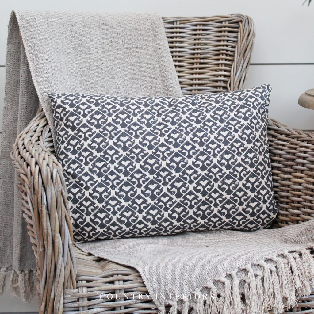 Amara Printed Cushion in Pewter - 35x50cm – Country Interiors