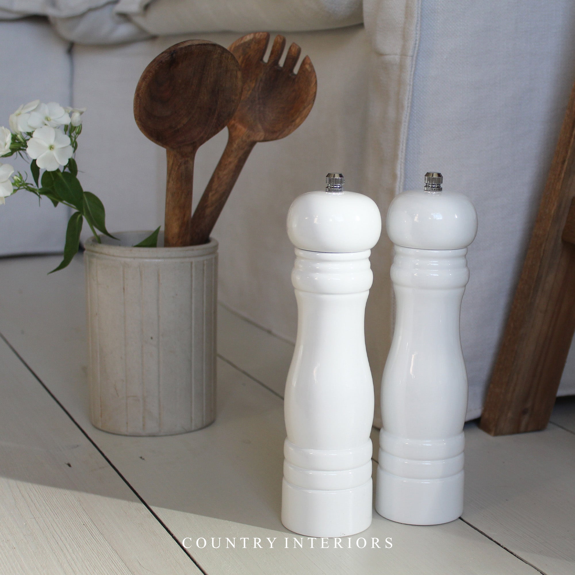 White Salt and Pepper Mill Country Interiors